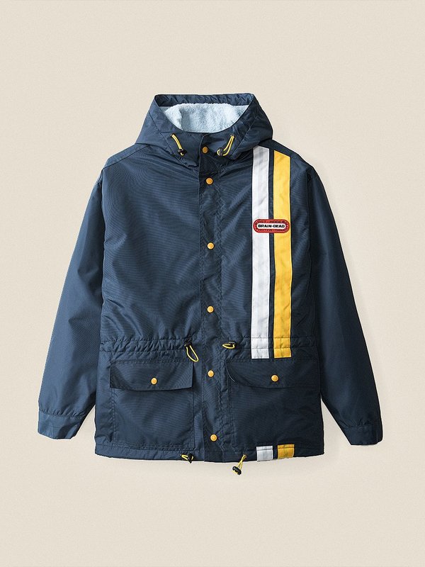Brain Dead Hooded Racing Jacket - Navy | Garmentory