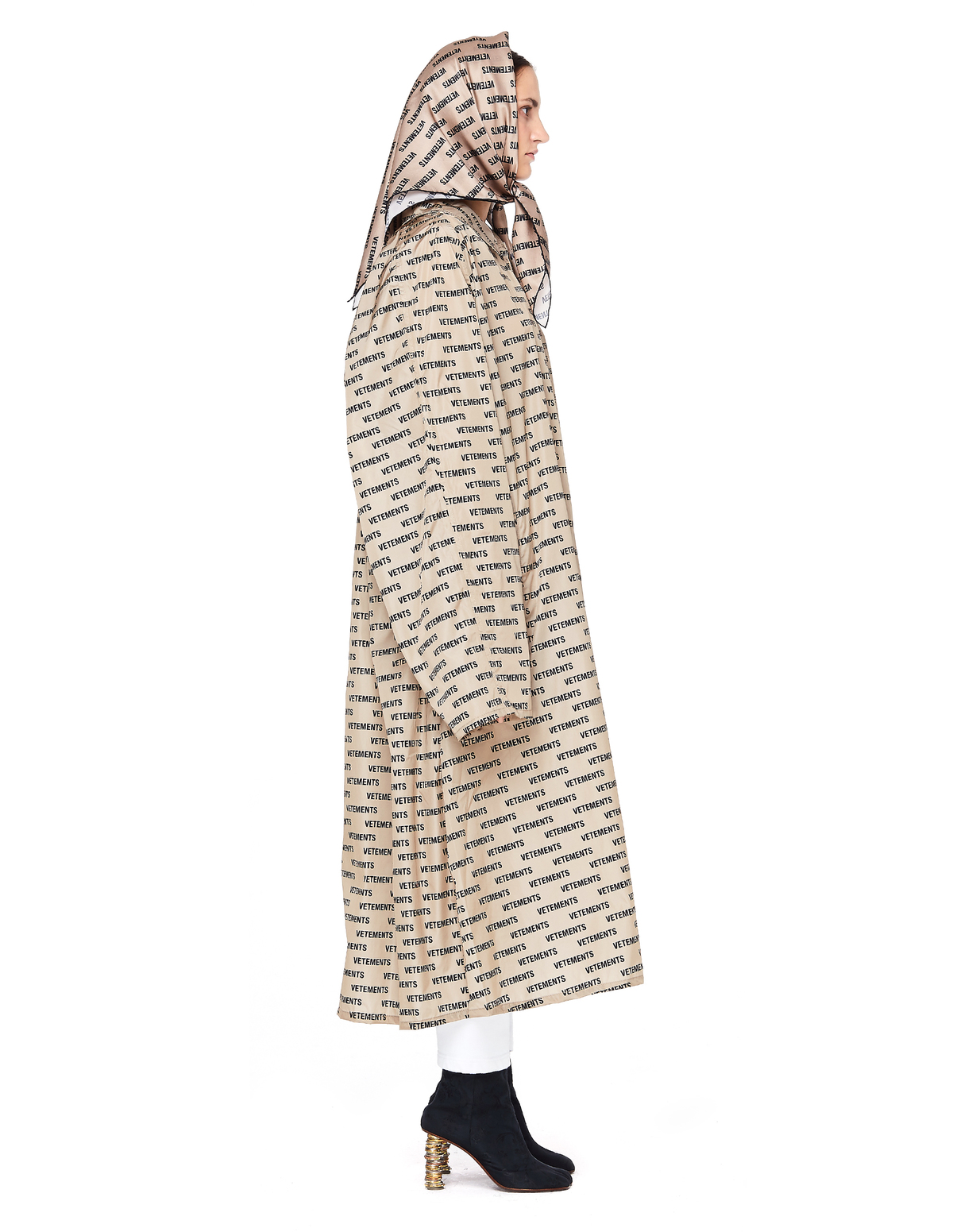 Vetements Waterproof Monogram-printed Raincoat - Beige | Garmentory