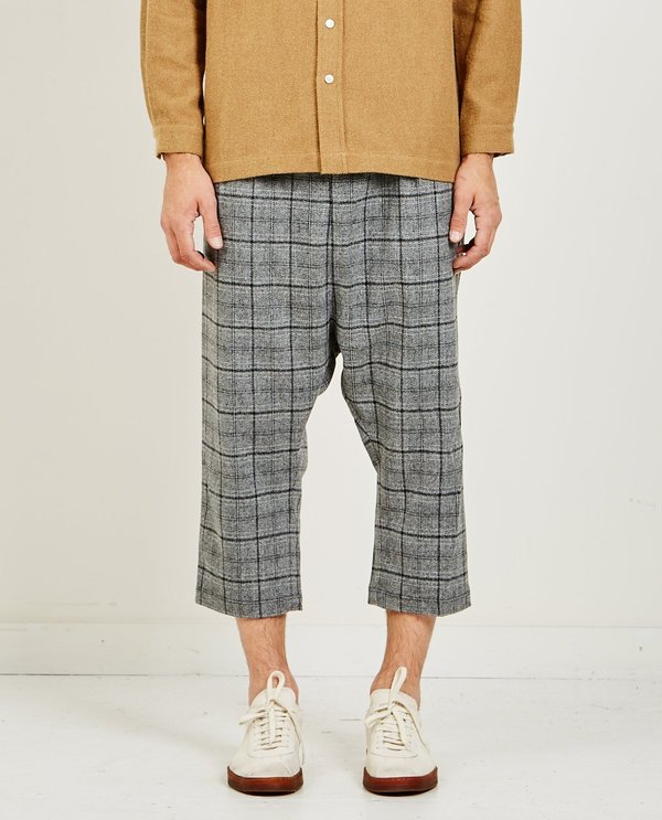 GREI NEW YORK HERMAN DROP CROP PANT - FOG GREY PLAID | Garmentory