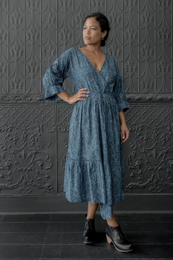 Apiece Apart Anichka Wrap Dress - Marine Floral | Garmentory