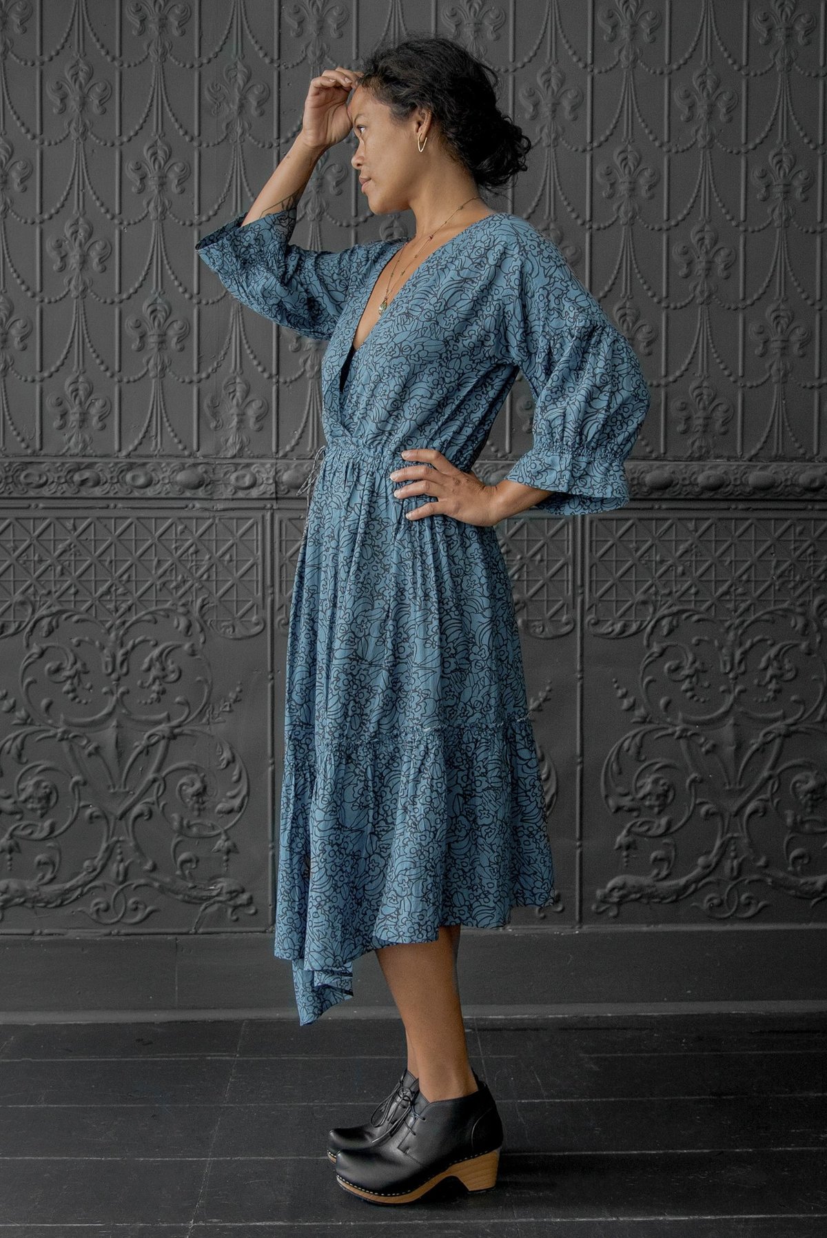 Apiece Apart Anichka Wrap Dress - Marine Floral | Garmentory