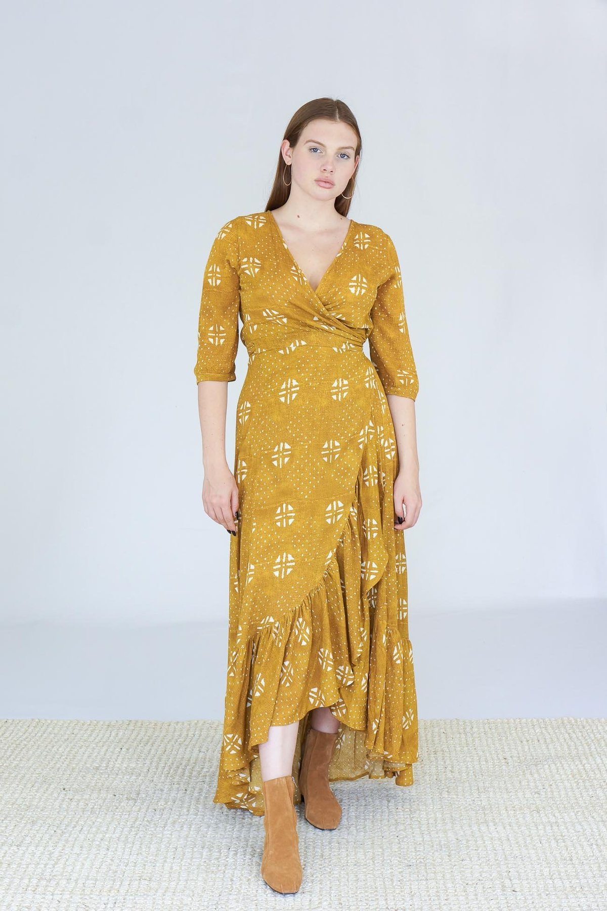 Tysa Spanish Dancer Wrap Dress - Gold Dust | Garmentory