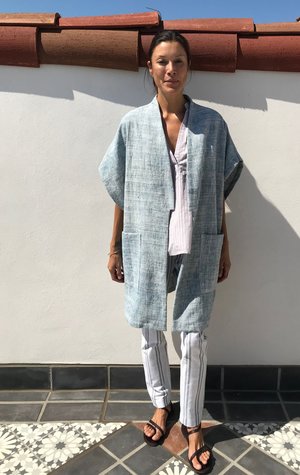 Two layering coat - White/Blue Indigo | Garmentory