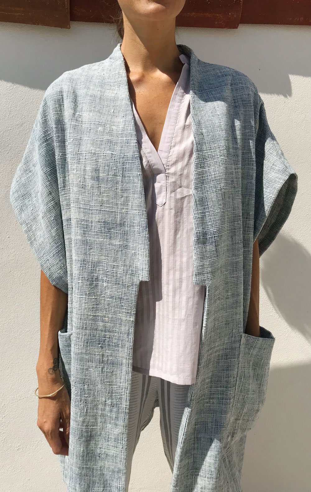 Two layering coat - White/Blue Indigo | Garmentory