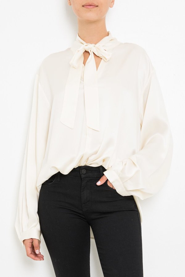 Giada Forte Silk Shirt With Ribbon - Avorio | Garmentory