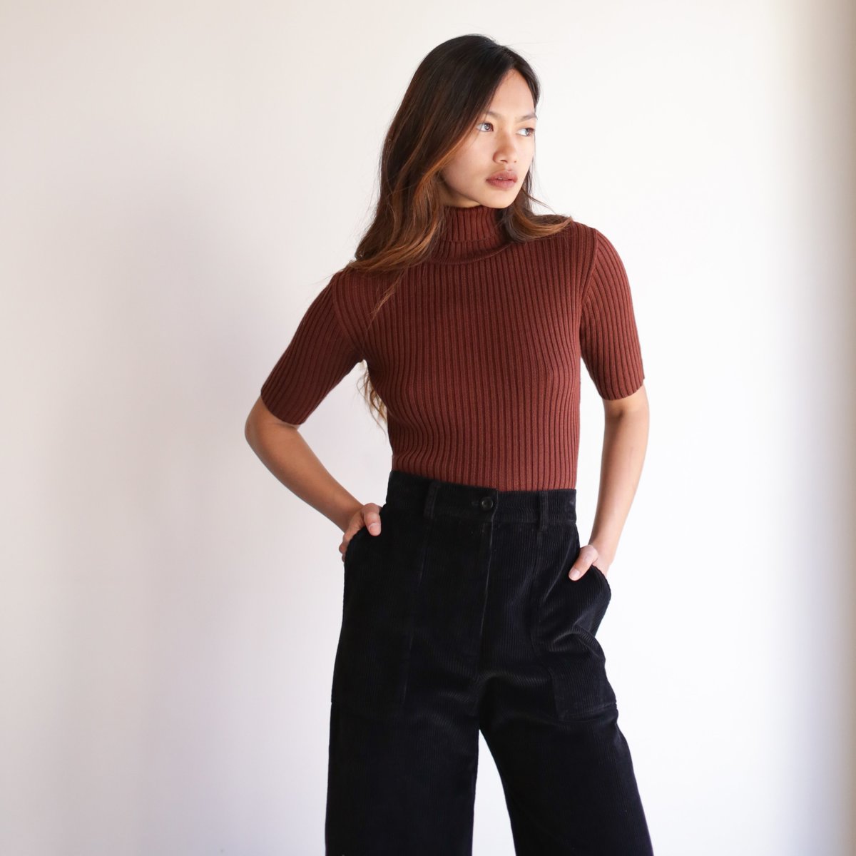 First Rite Rib Turtleneck Sweater - Brick | Garmentory