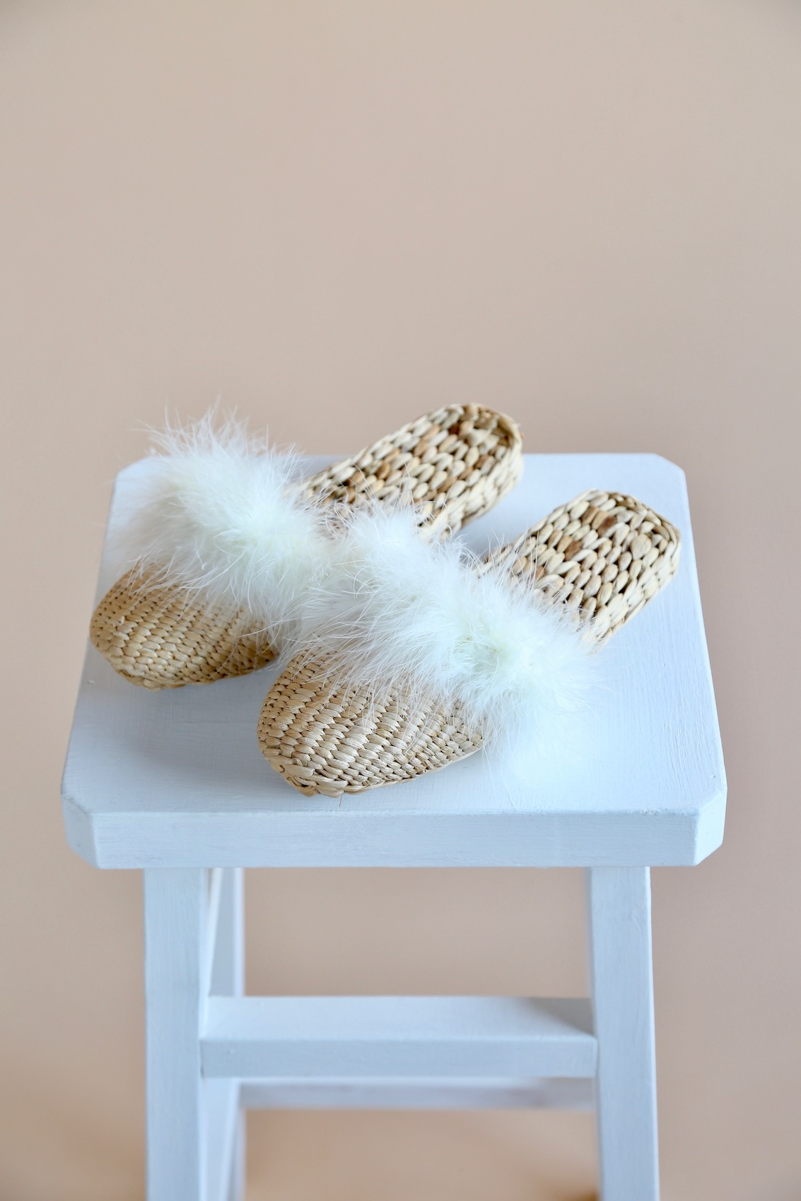 Straw Slippers with Marabou Feathere | Garmentory
