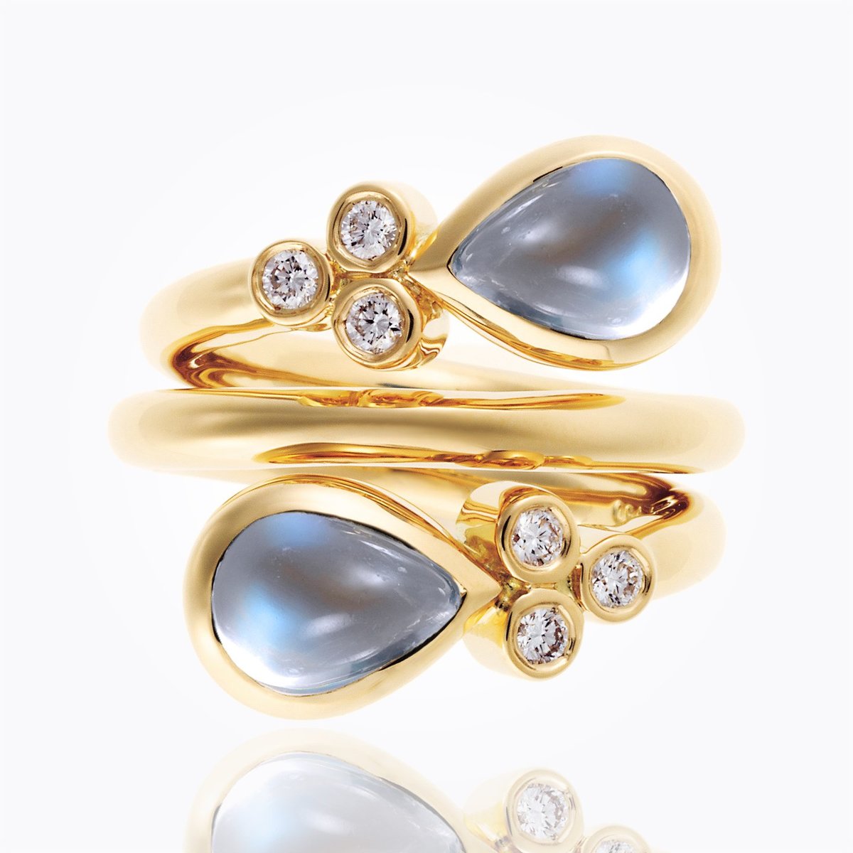 Temple Clair 18k Double Mummy Ring With Royal Blue Moonstone And ...