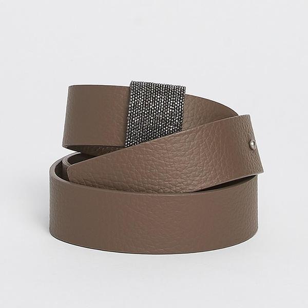 Fabiana Filippi Rhinestone Detail Leather Belt - Brown | Garmentory