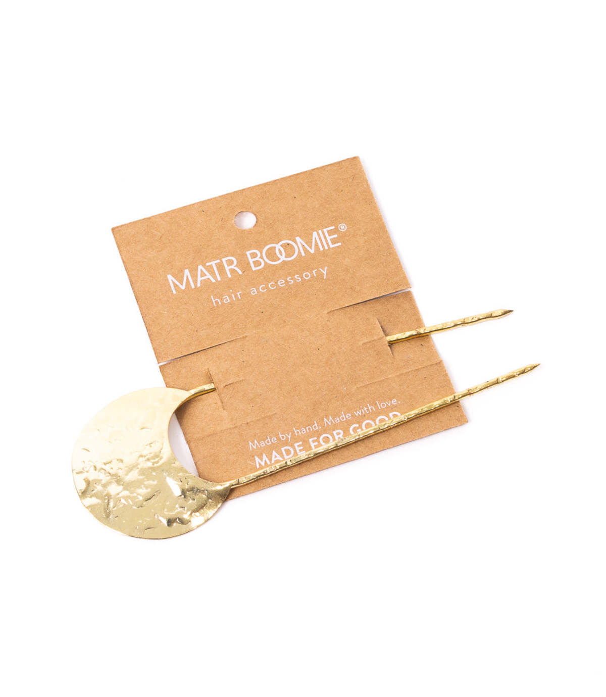 Matr Boomie Hammered Crescent Brass Hair Pin | Garmentory