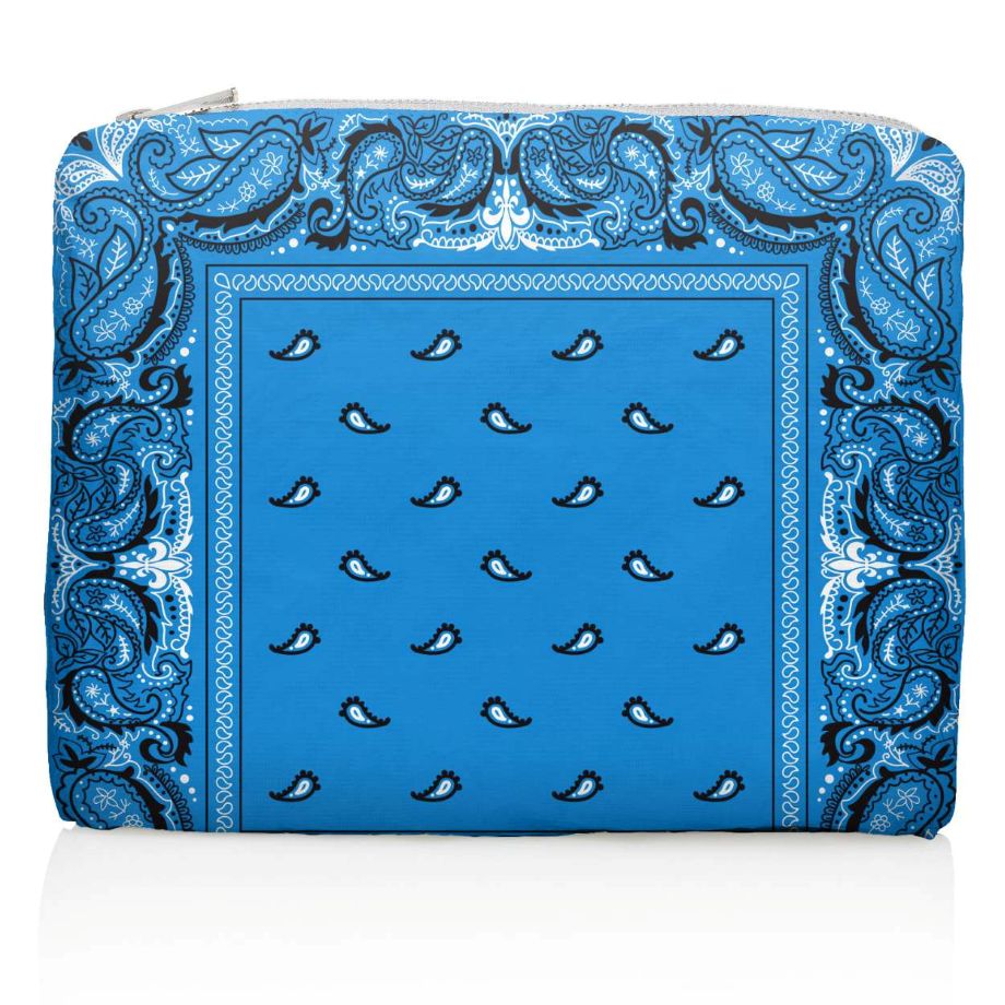 Hi, Love Medium Bandana Zipper Pouch - Sky Blue | Garmentory