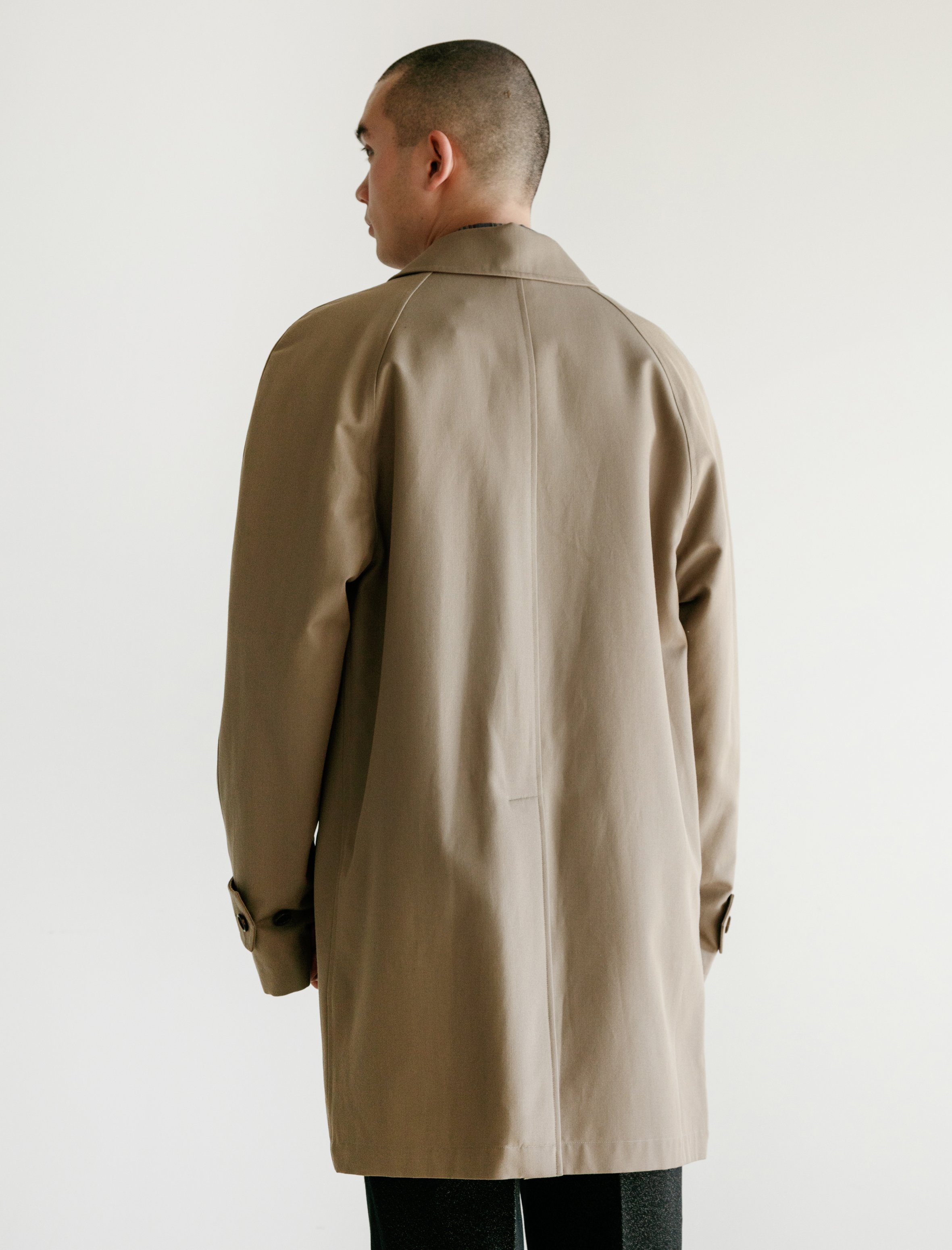 Margaret Howell Short Mac Wool Cotton Gabardine Coat - Sand | Garmentory