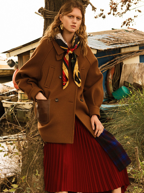 ANDERSSON BELL Hirosi Oversized Pea Coat - Brown | Garmentory