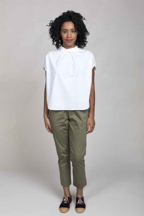 Sleeveless Button Back Shirt - White | Garmentory