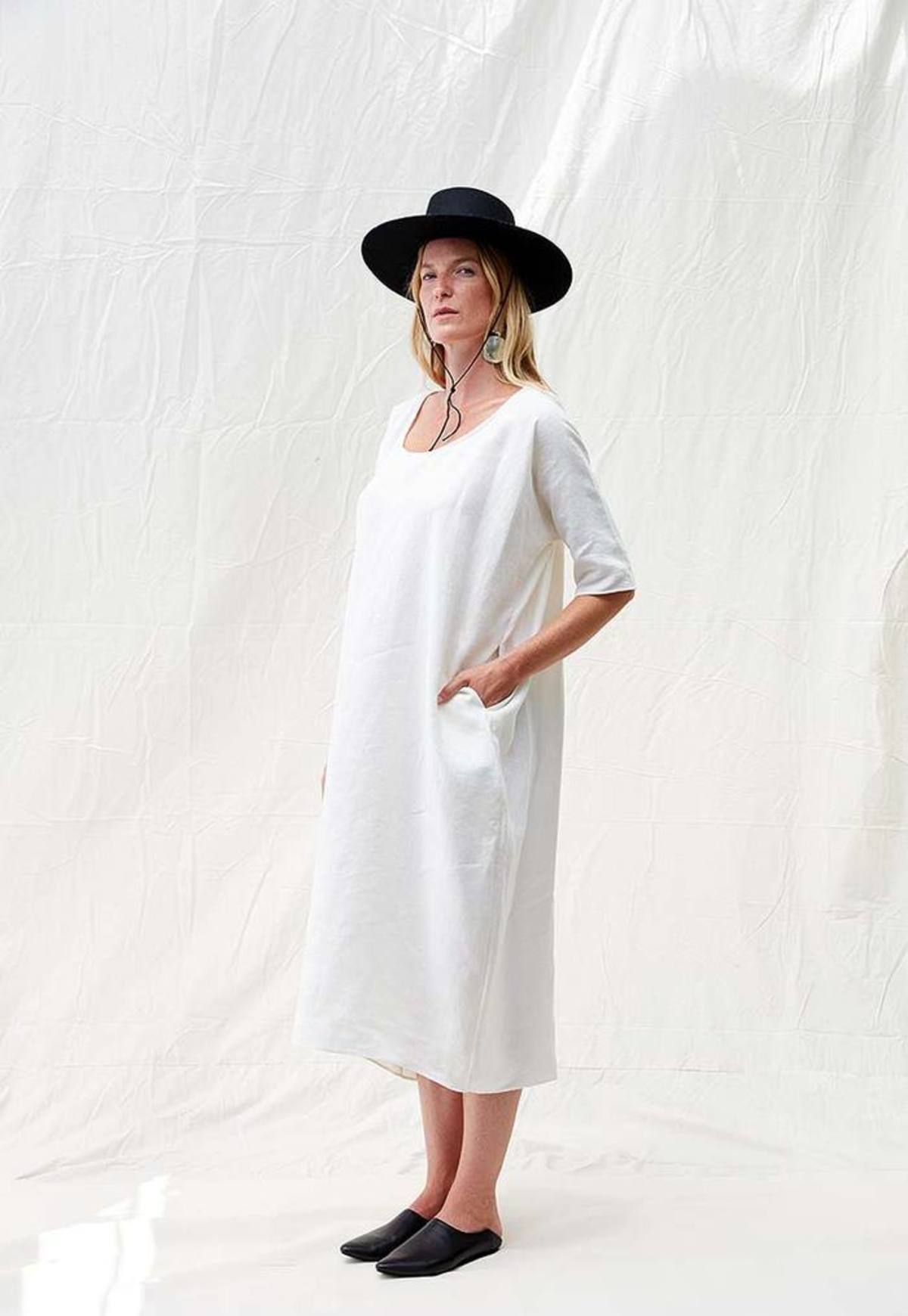 Rachel Craven Long Cocoon Linen Dress - White | Garmentory