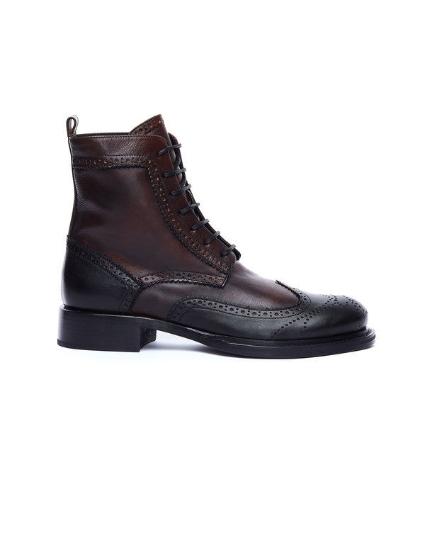 Ann Demeulemeester Gradient Leather Hi-Top Brogues - Burgundy | Garmentory