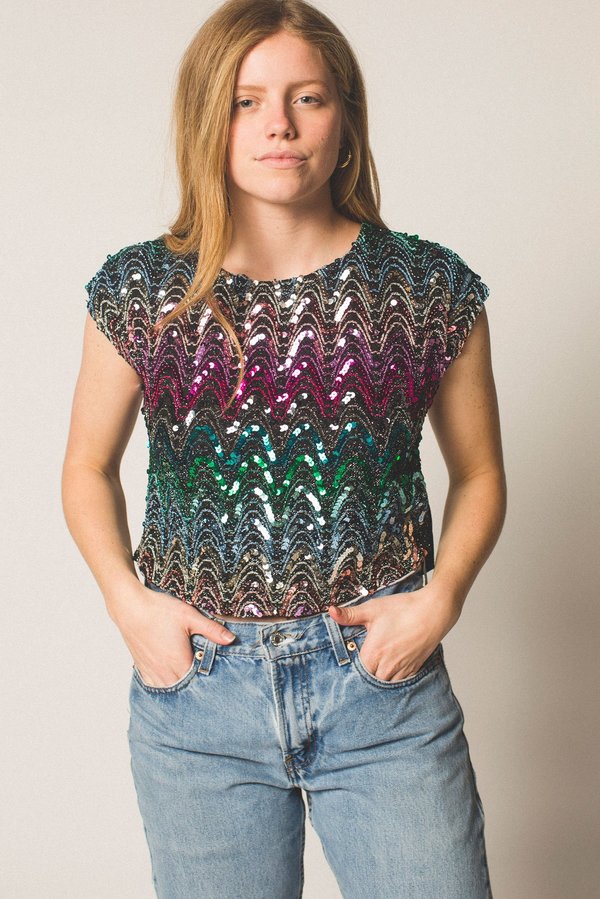 Preservation Vintage Colorful Sequin Top | Garmentory
