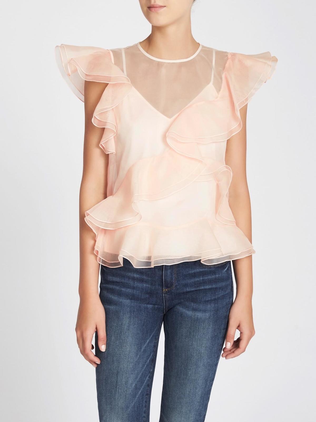Rebecca Taylor Organza Ruffle Top - Champagne | Garmentory