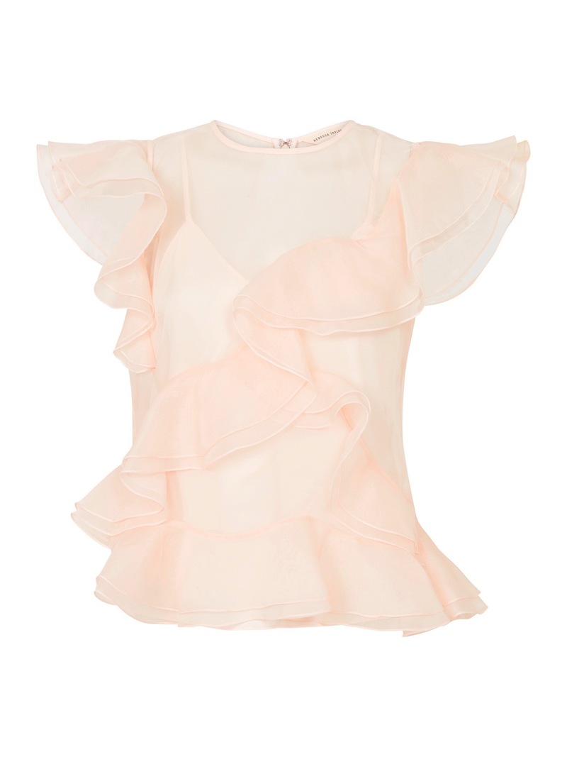 Rebecca Taylor Organza Ruffle Top - Champagne | Garmentory