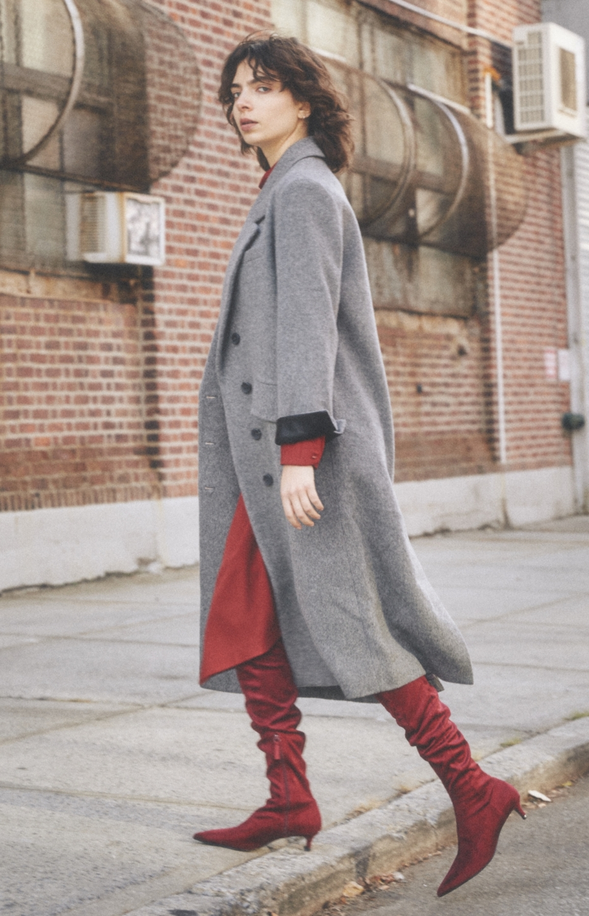 NUVO10 WOOL LONG COAT - MELANGE GRAY | Garmentory
