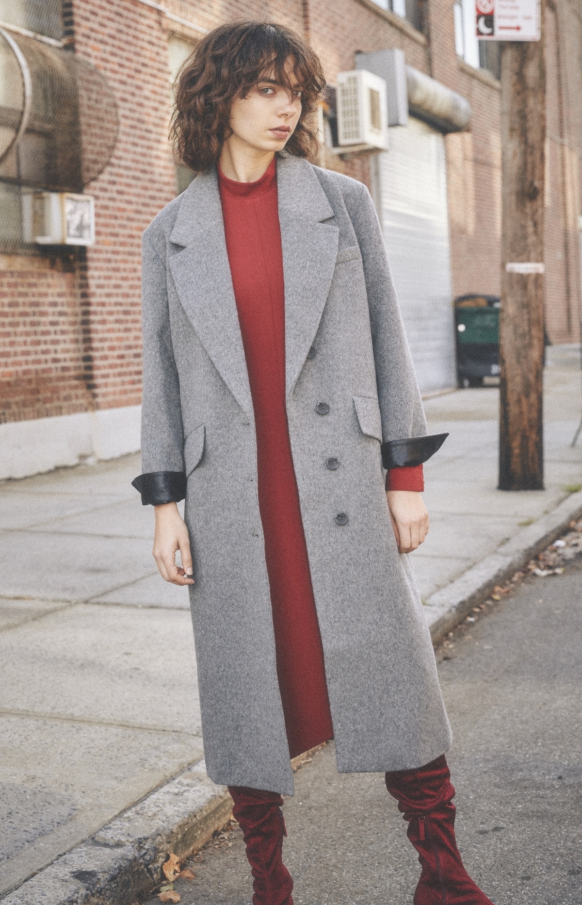 NUVO10 WOOL LONG COAT - MELANGE GRAY | Garmentory
