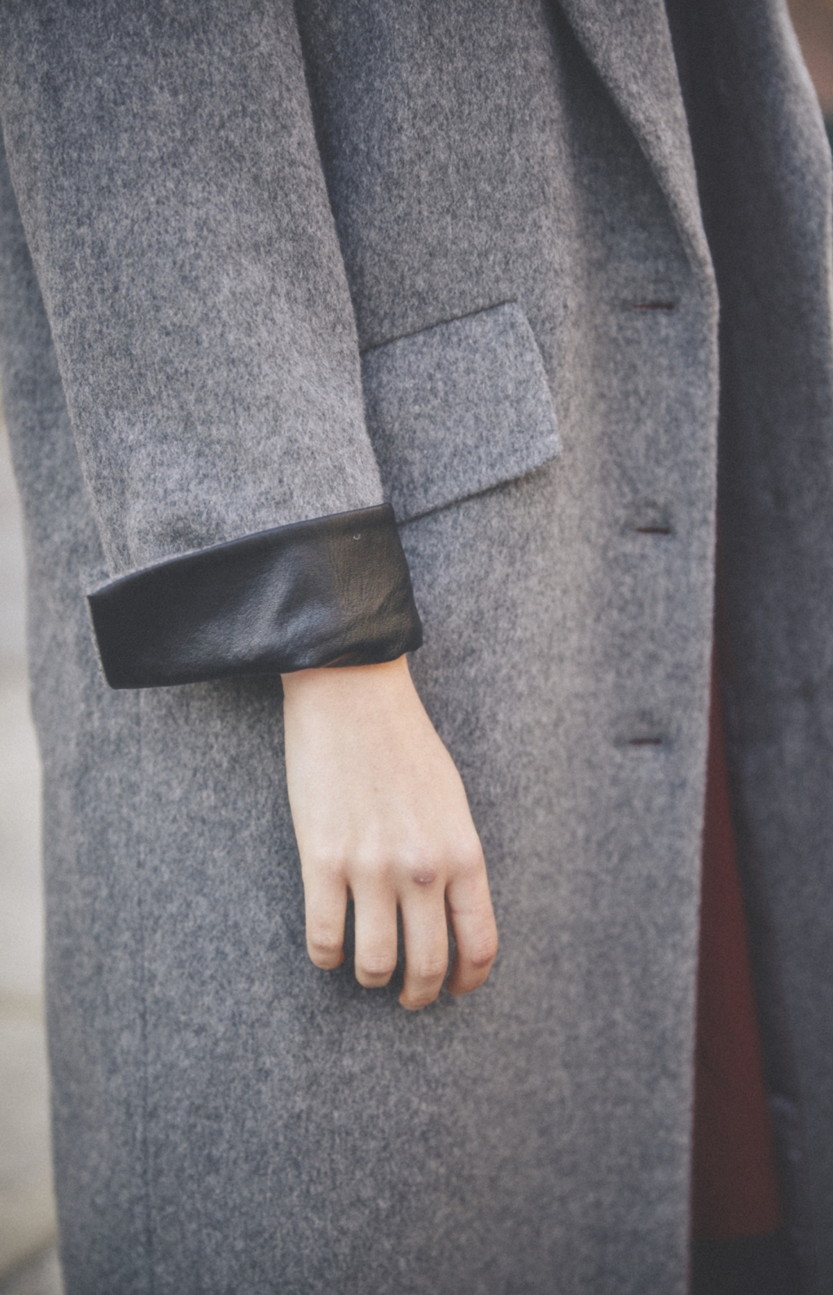 NUVO10 WOOL LONG COAT - MELANGE GRAY | Garmentory