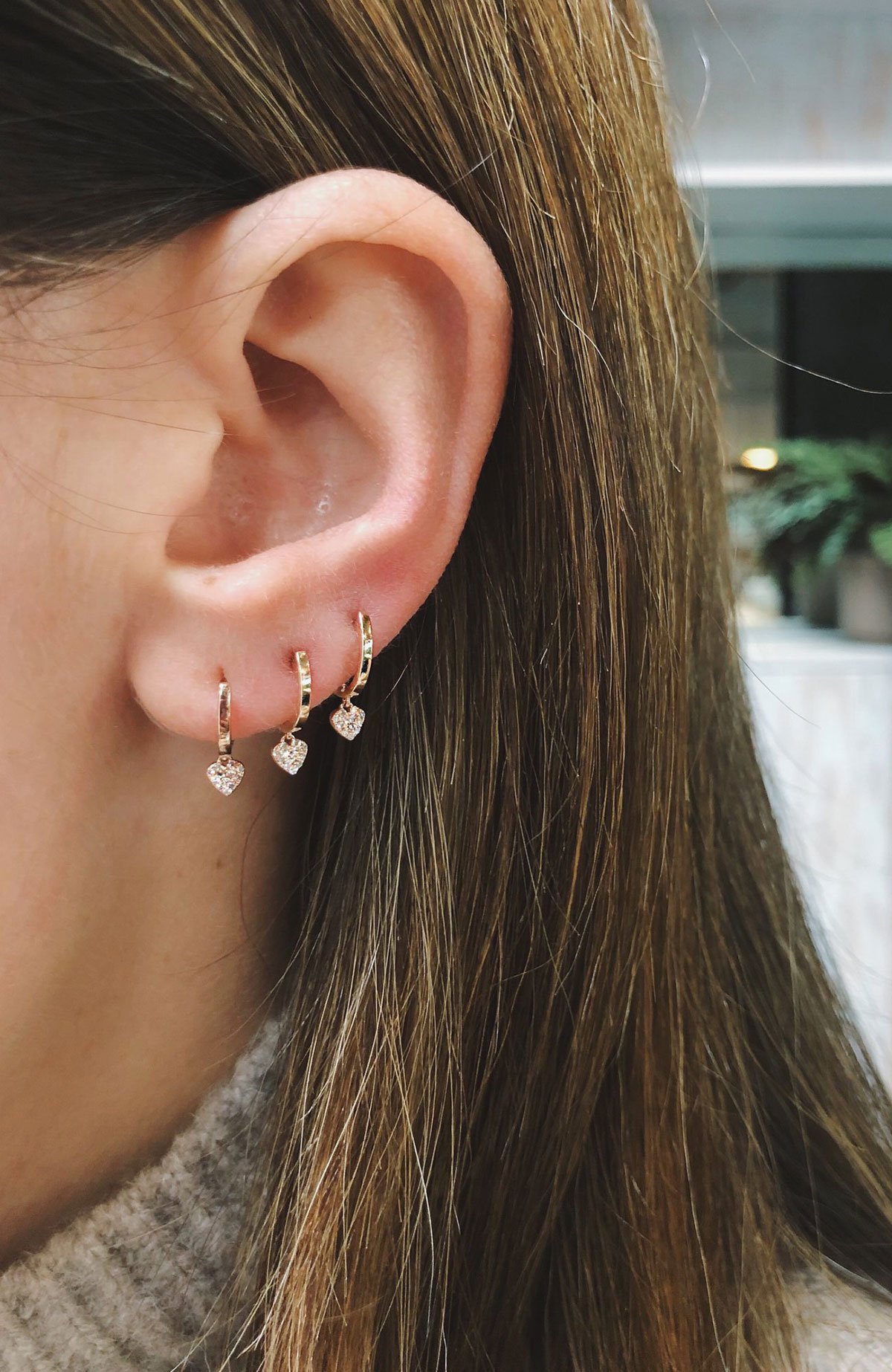 EF Collection Diamond Heart Mini Huggie Drop Earrings | Garmentory