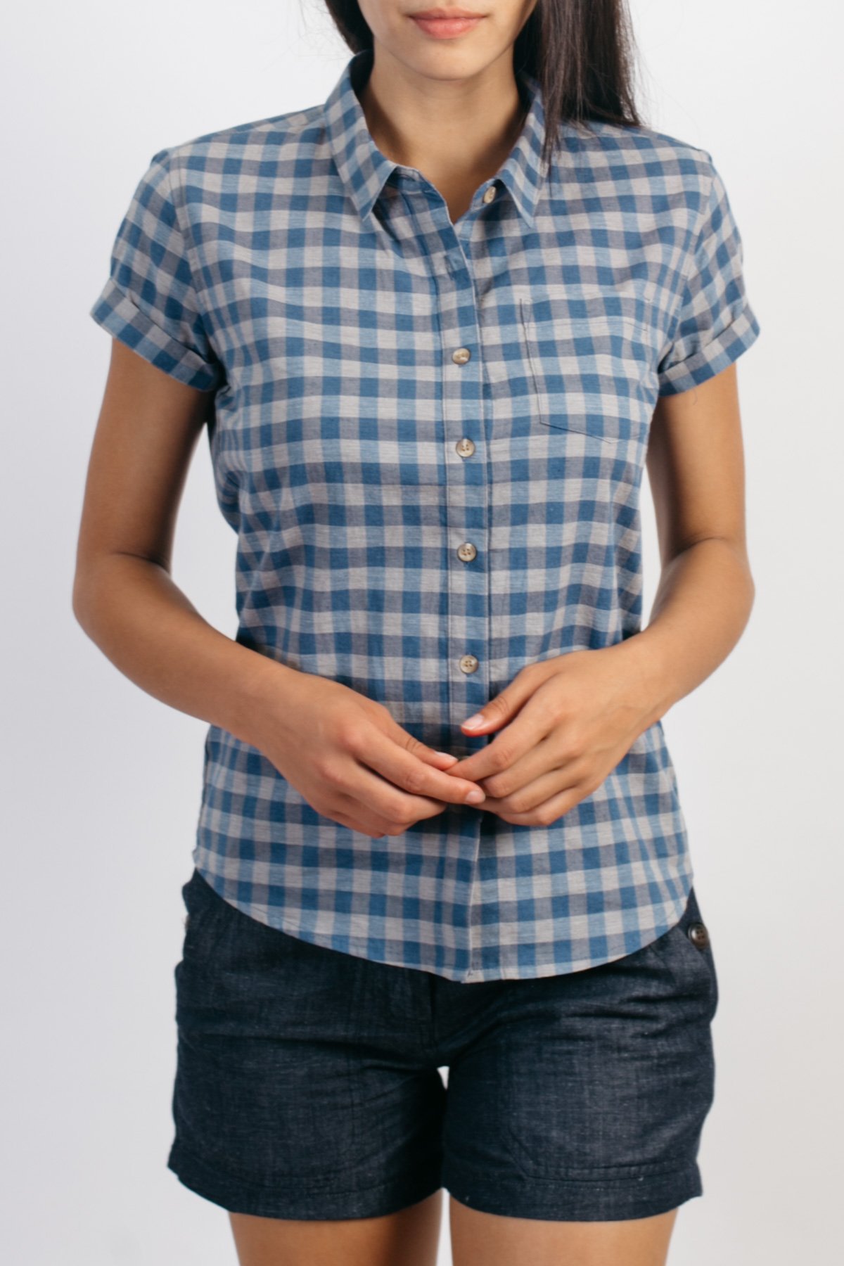 Bridge & Burn Bea Button Down - Blue-Grey Gingham | Garmentory