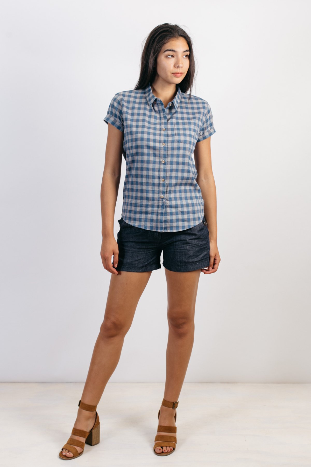 Bridge & Burn Bea Button Down - Blue-Grey Gingham | Garmentory