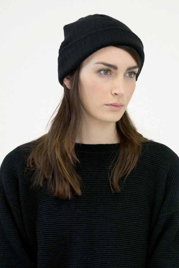 Micaela Greg Black Crinkle Hat | Garmentory