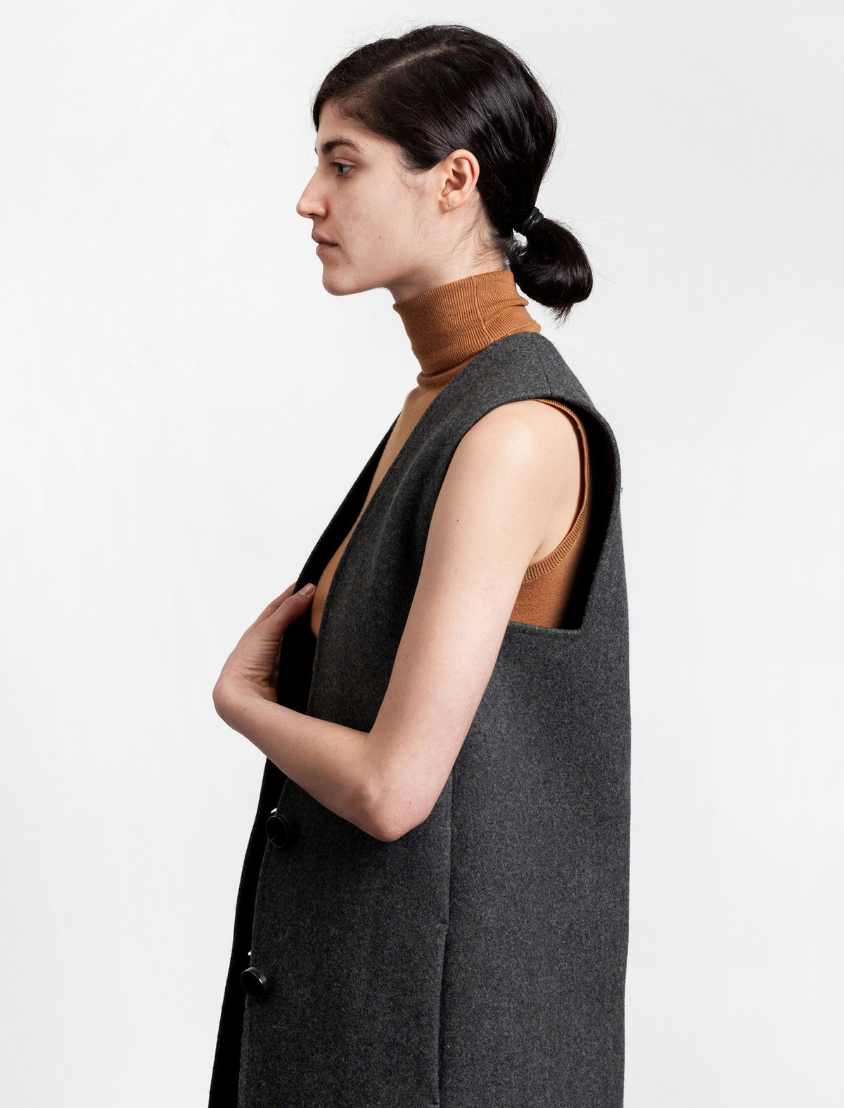 Lemaire Long Vest Wool Graphite | Garmentory