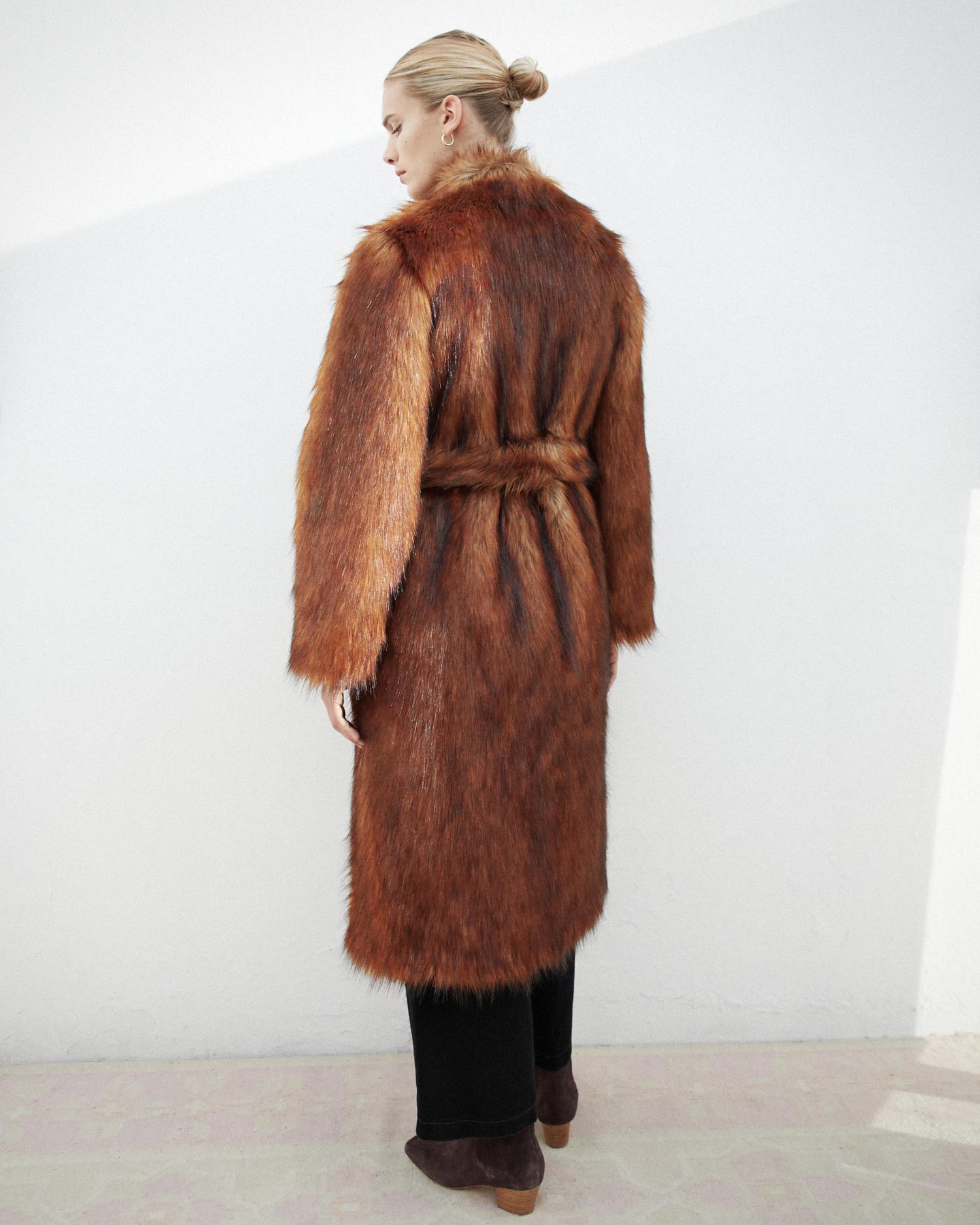 Nanushka Pas Faux Fur Robe Coat - Rusty Brown | Garmentory