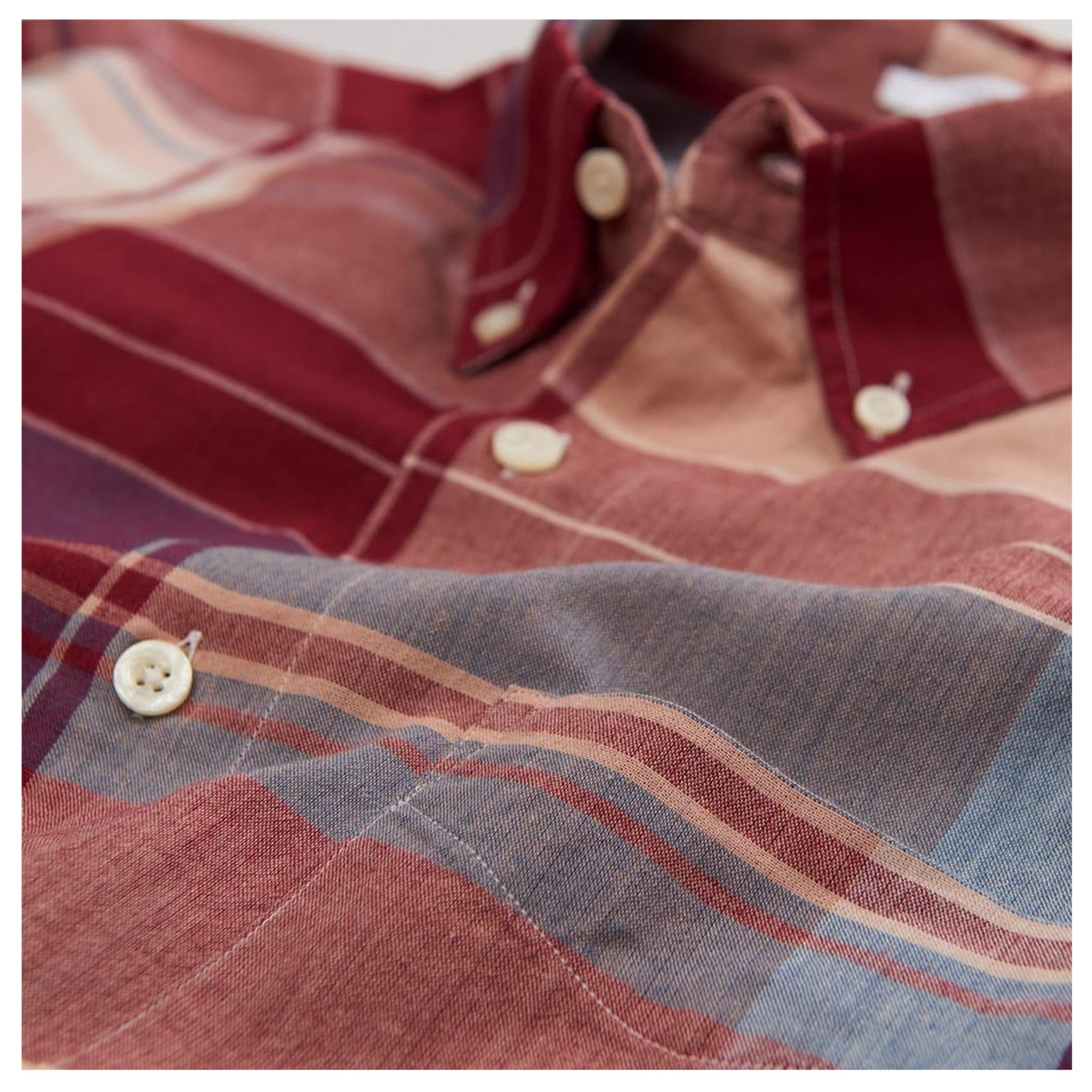 Gant Rugger Selvedge Bleeding Madras Shirt - Crimson | Garmentory