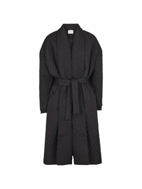 Just Female Quilt Maxi Coat - Black | Garmentory
