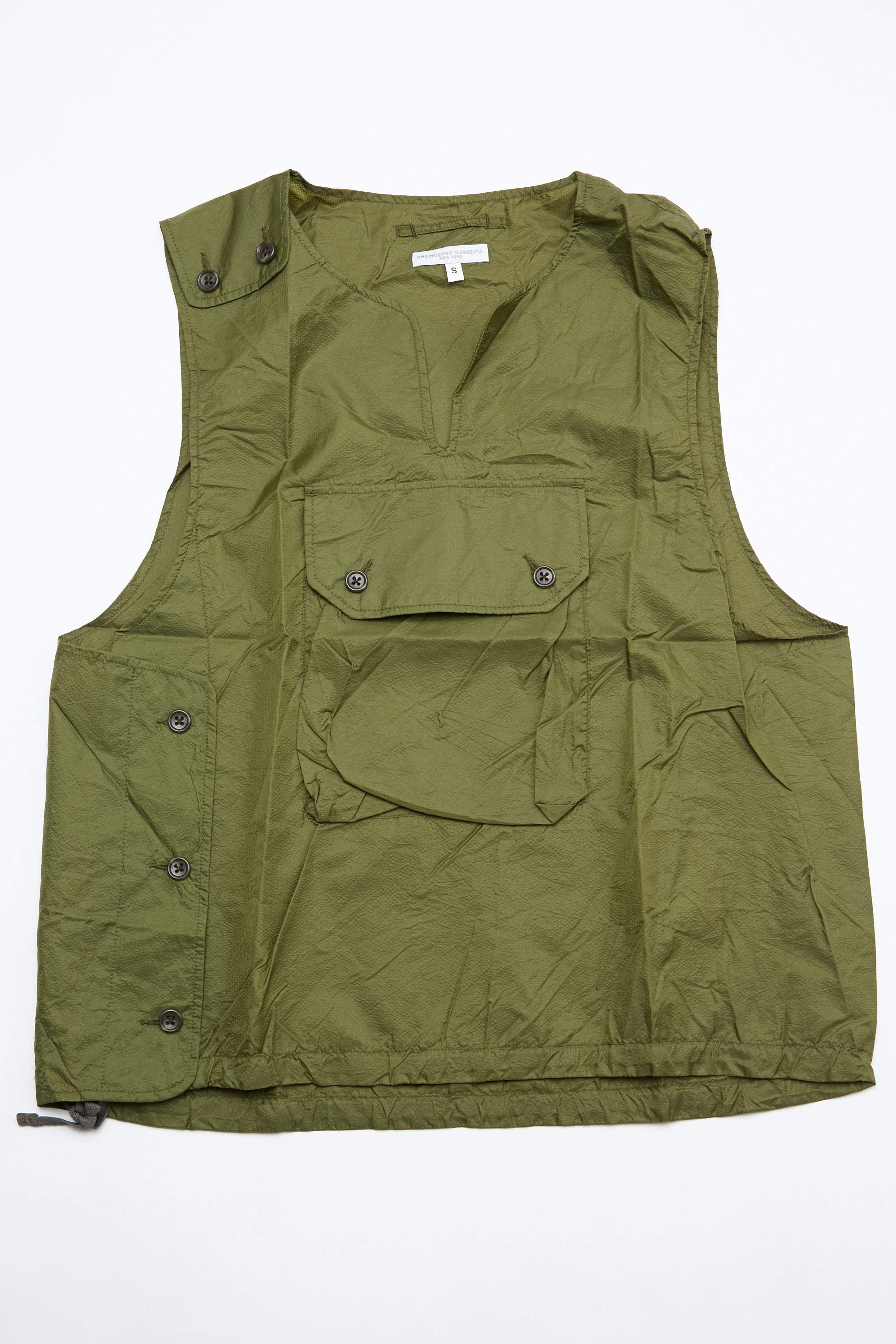 Engineered Garments Nylon Micro Ripstop Cover Vest - Olive | Garmentory