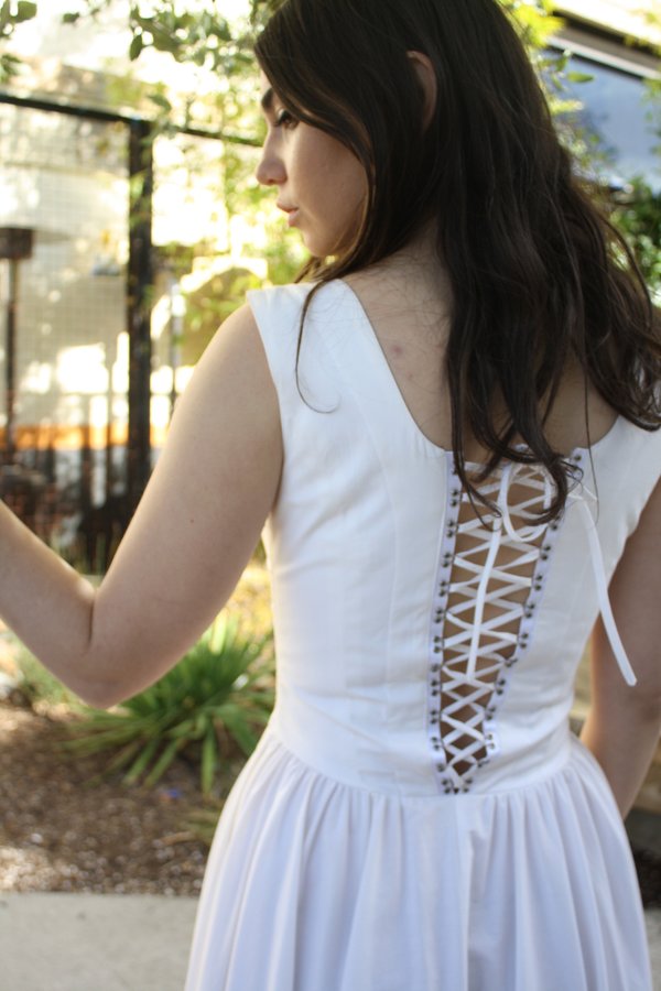 Vintage Bonnie Strauss Laced Back Dress | Garmentory