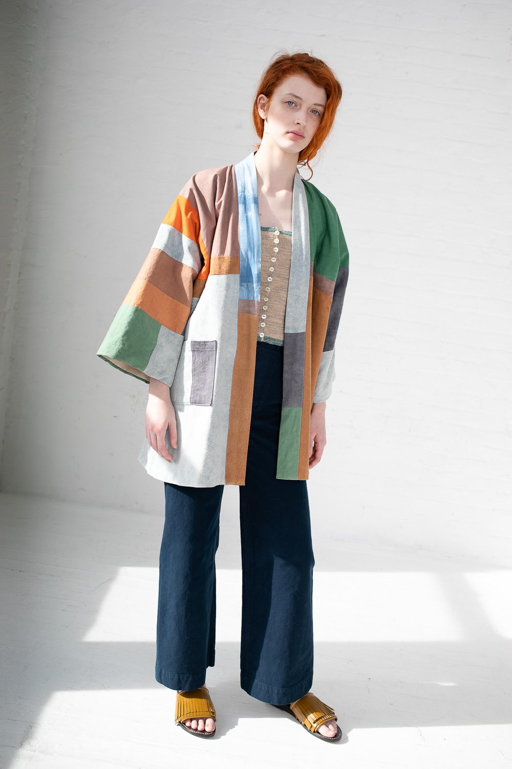 Jess Feury Quilted Kimono Jacket - Earth with Indigo | Garmentory