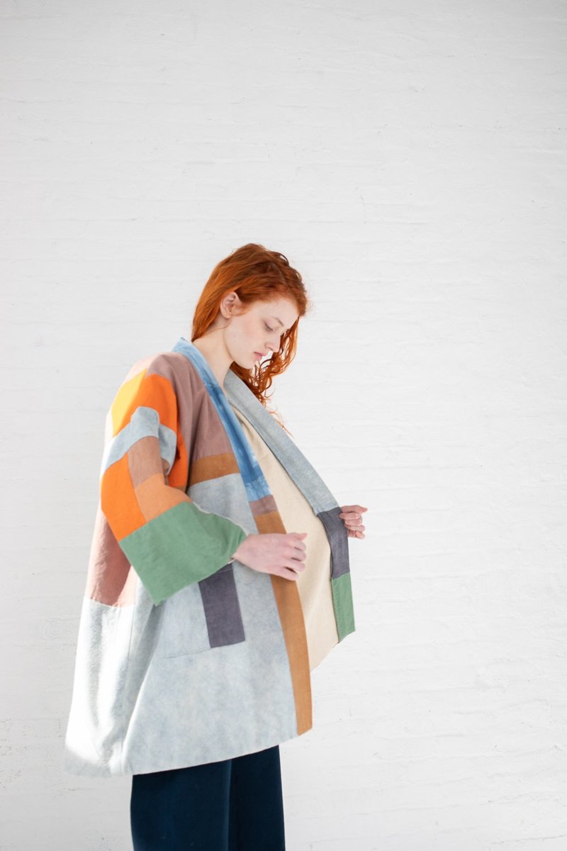 Jess Feury Quilted Kimono Jacket - Earth with Indigo | Garmentory