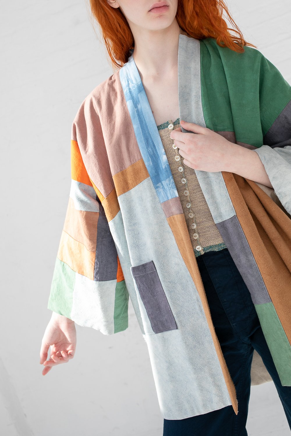 Jess Feury Quilted Kimono Jacket - Earth with Indigo | Garmentory