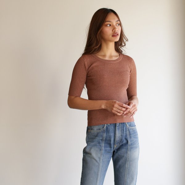 Le Bon Shoppe Lurex Sweater - Bronze | Garmentory