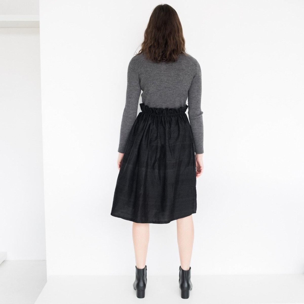 Vintage Johan Silk Drawstring Skirt - Black | Garmentory