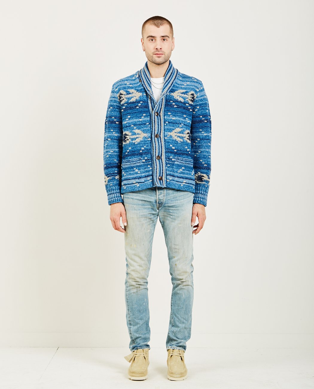 RRL HAND KNIT CARDIGAN - INDIGO | Garmentory