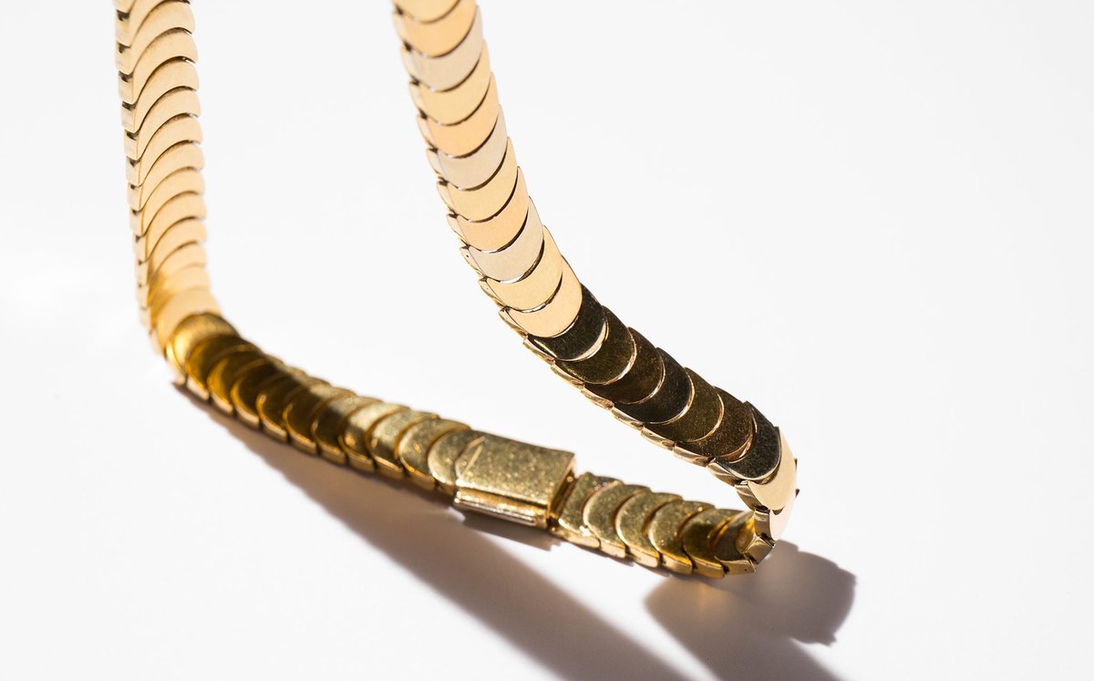 Vintage Kindred Black 18k Gold Tri-Color Scales Choker | Garmentory