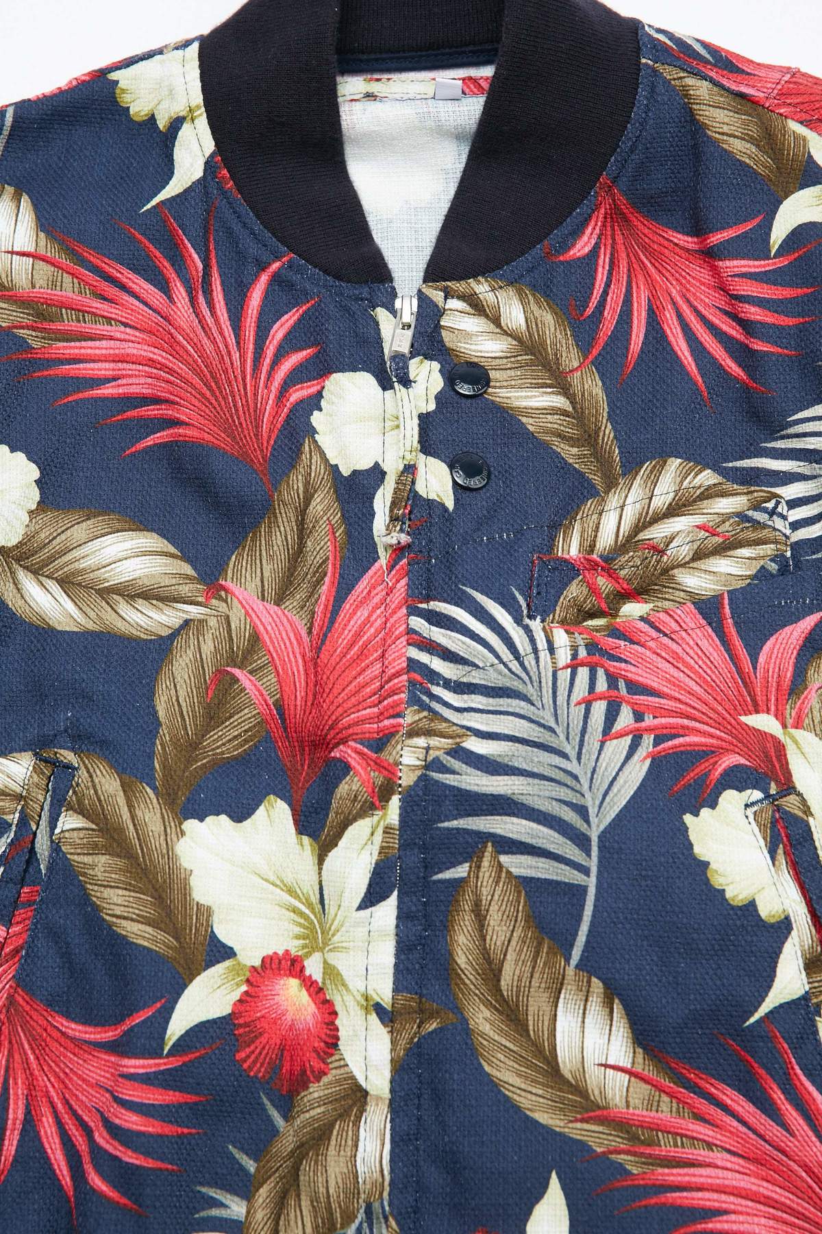 Engineered Garments Aviator Java Cloth Jacket - Navy/Hawaiian Floral ...
