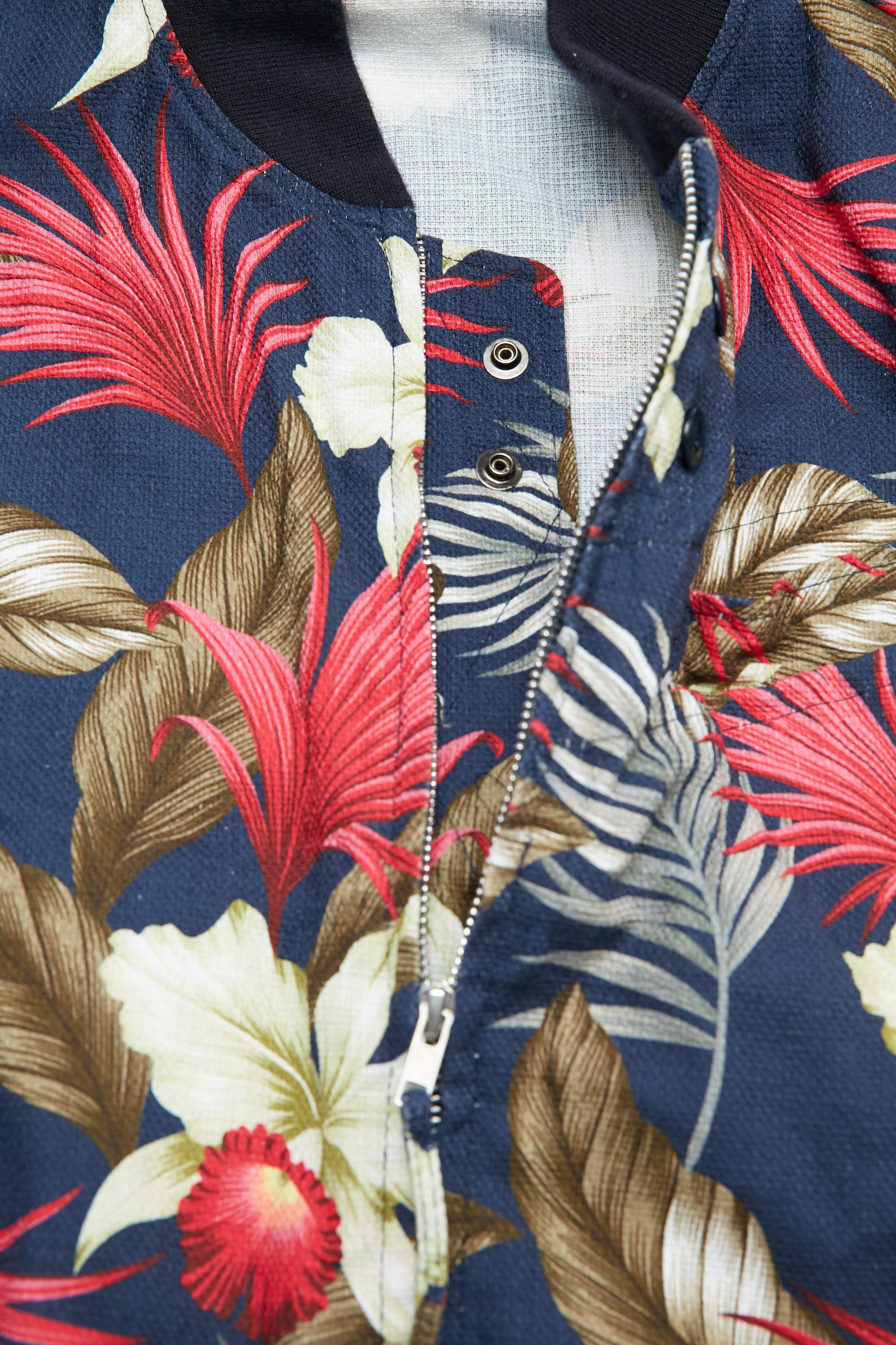 Engineered Garments Aviator Java Cloth Jacket - Navy/Hawaiian Floral ...