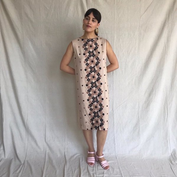Cocobolo Vintage 60s linen shift midi dress - BEIGE | Garmentory