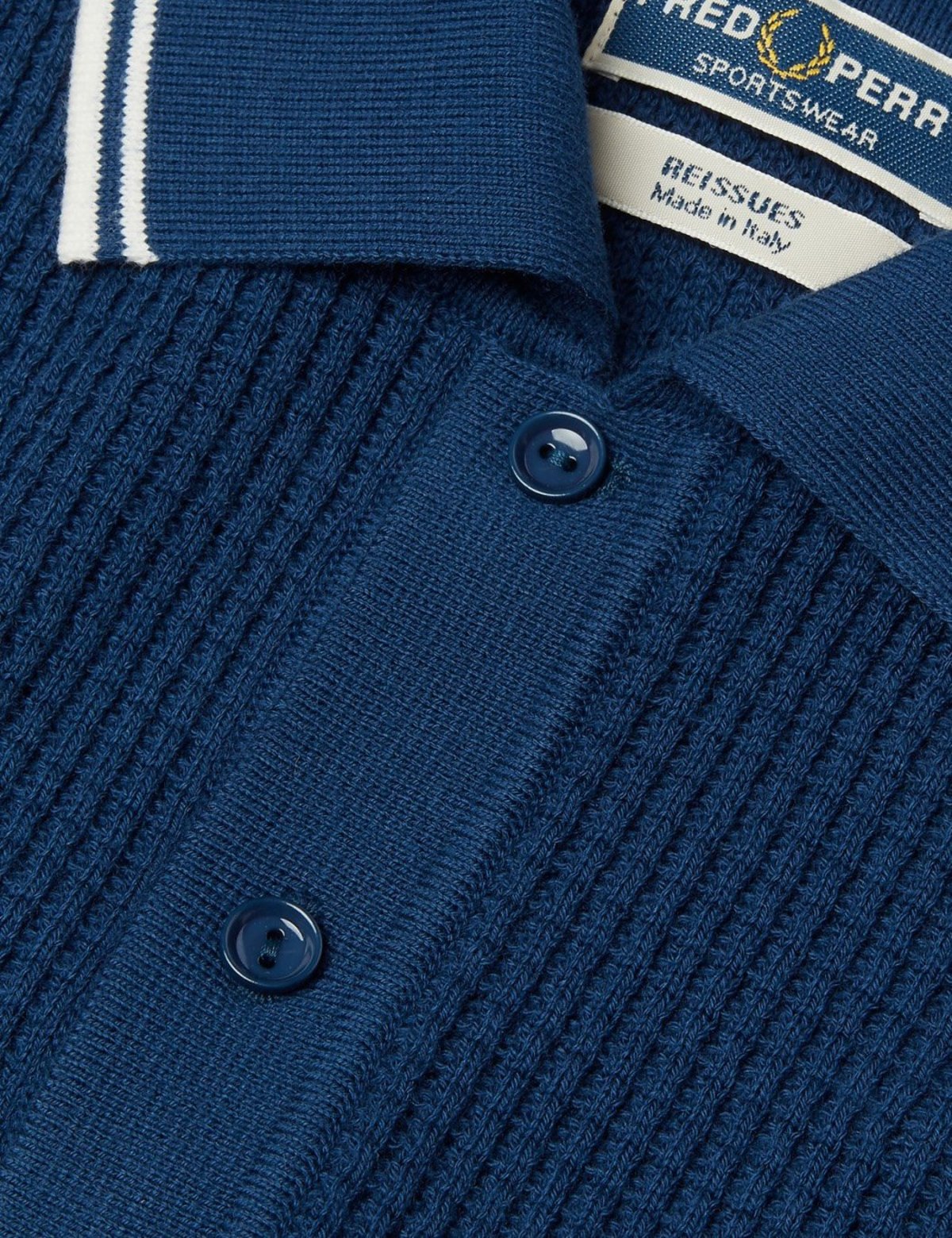 Fred Perry Re-issues Textured Knitted Polo Shirt - French Navy | Garmentory