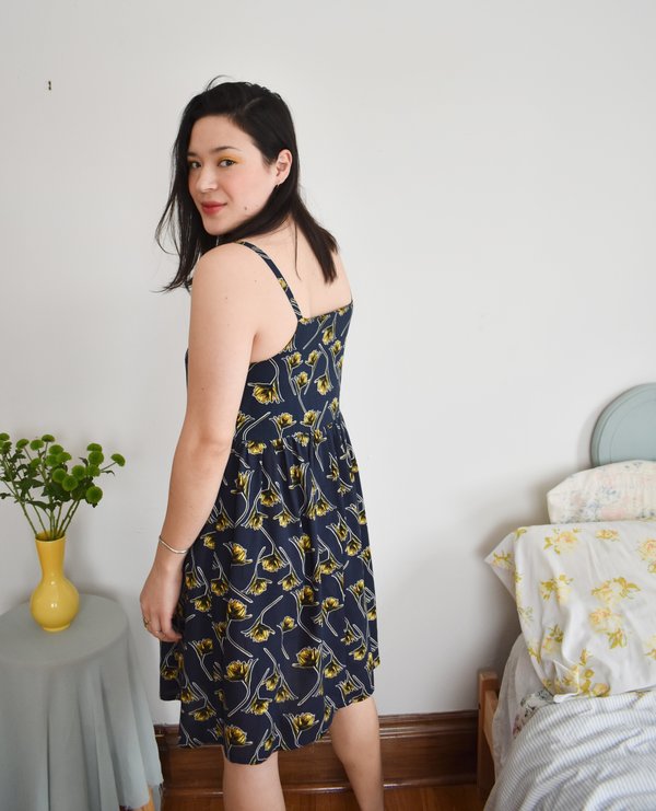 Birds of North America Mountaingem Dress - Navy Zinnia | Garmentory