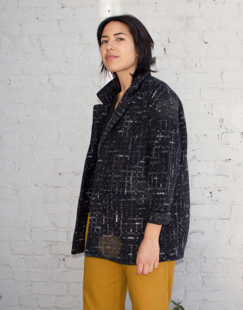 Curator Car Coat - Black/white print | Garmentory