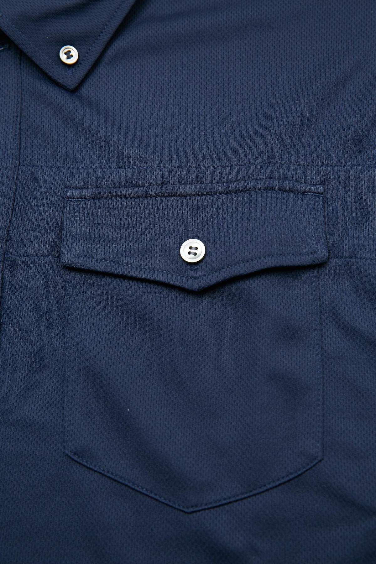 Engineered Garments Flat Back Mesh Knit Polo - Navy Eagle | Garmentory